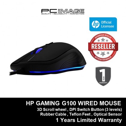 HP G100 GAMING WIRED MOUSE - BLACK | PC IMAGE MALAYSIA