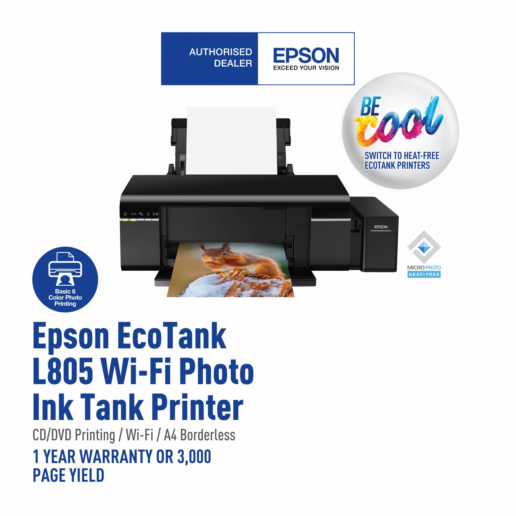 Epson L805 Wi-Fi Photo Ink Tank Printer