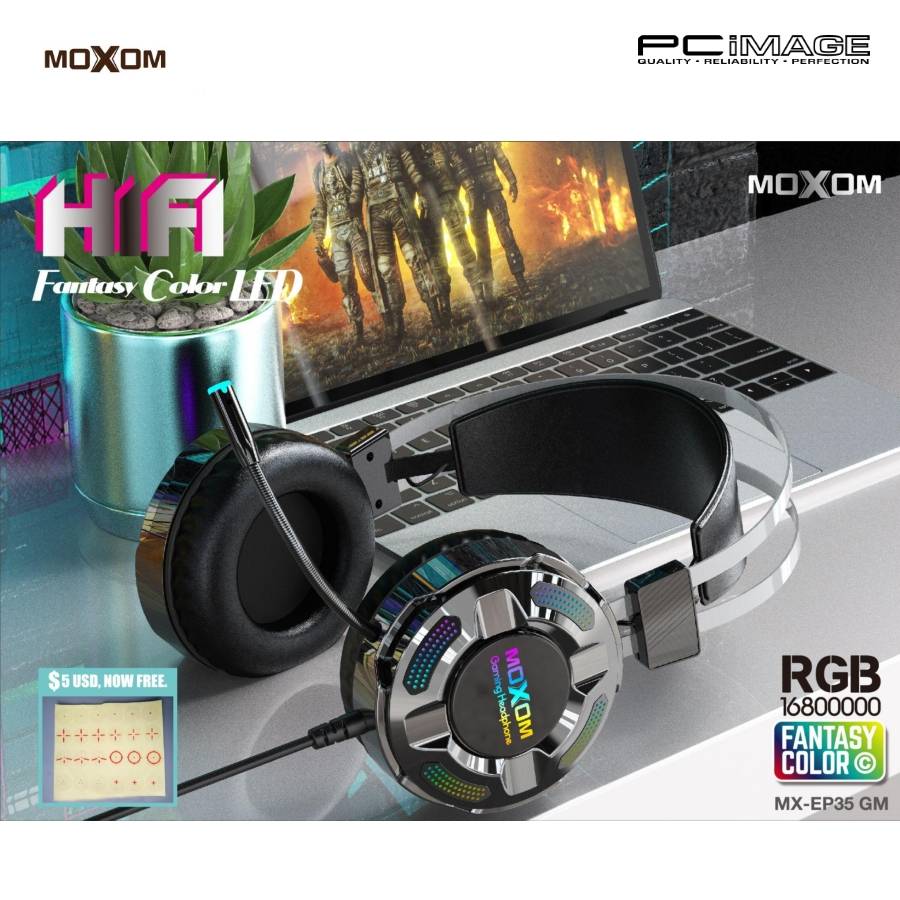 MOXOM MX-EP35 GM Cyber Gaming Headset 2.2M Black | PC Image