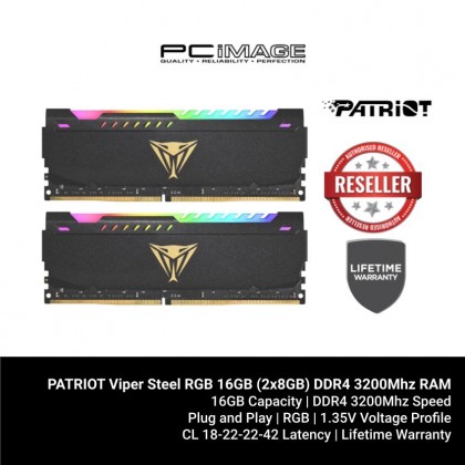 PATRIOT Viper Steel RGB 16GB (2x8GB) DDR4 3200Mhz RAM | PC Image