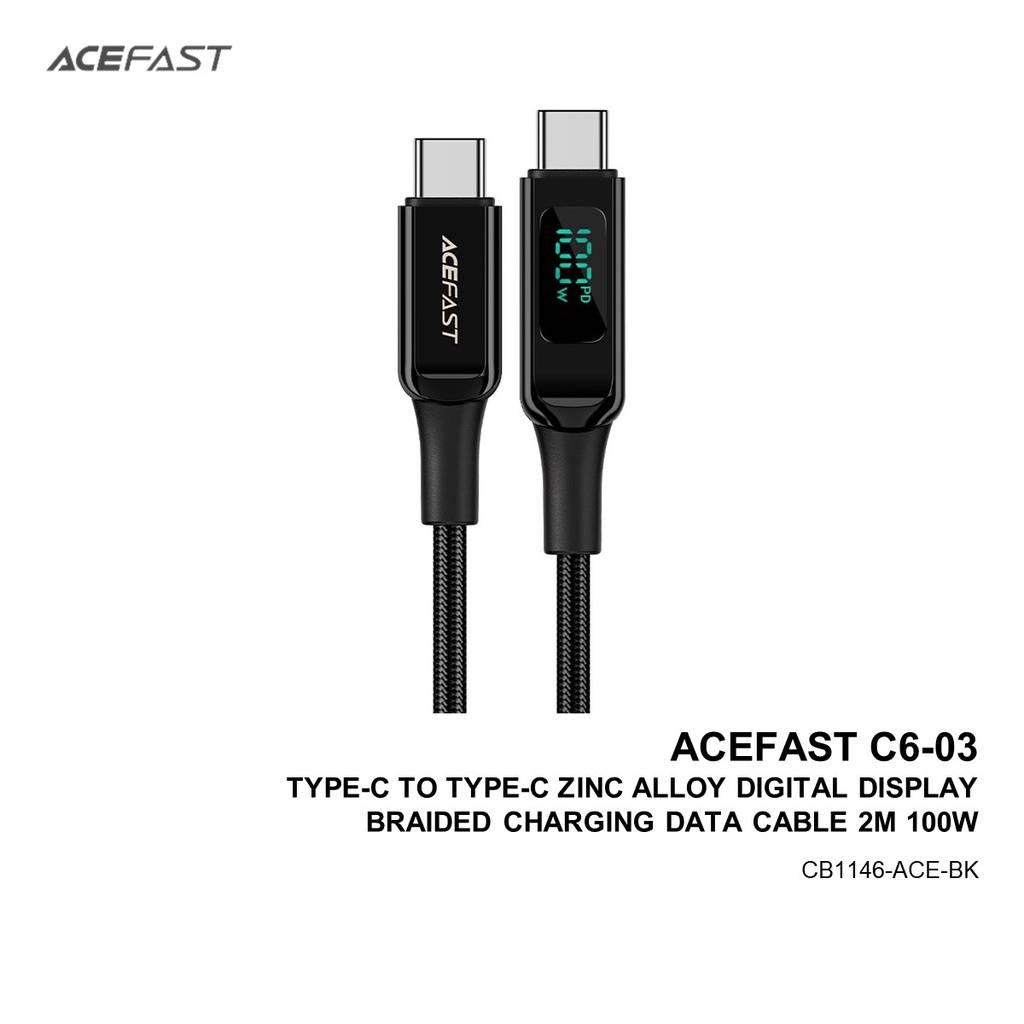 ACEFAST C6-03 TYPE-C TO TYPE-C ZINC ALLOY DIGITAL DISPLAY BRAIDED CHARGING DATA CABLE 2M 100W ...