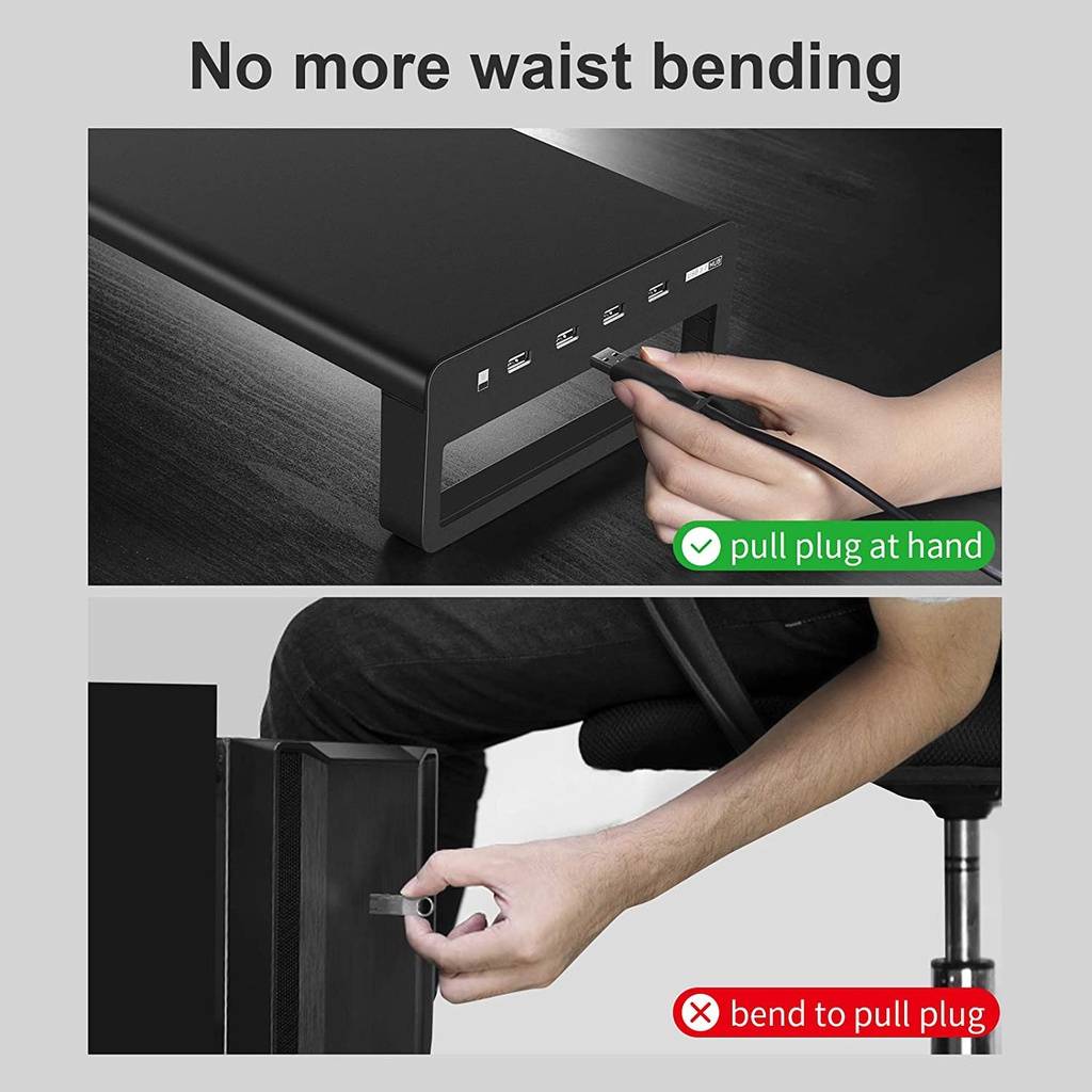 ZH006-B MONITOR STAND MEDIUM VERSION WITH 4 PORT USB 3.0 - BLACK | PC IMAGE