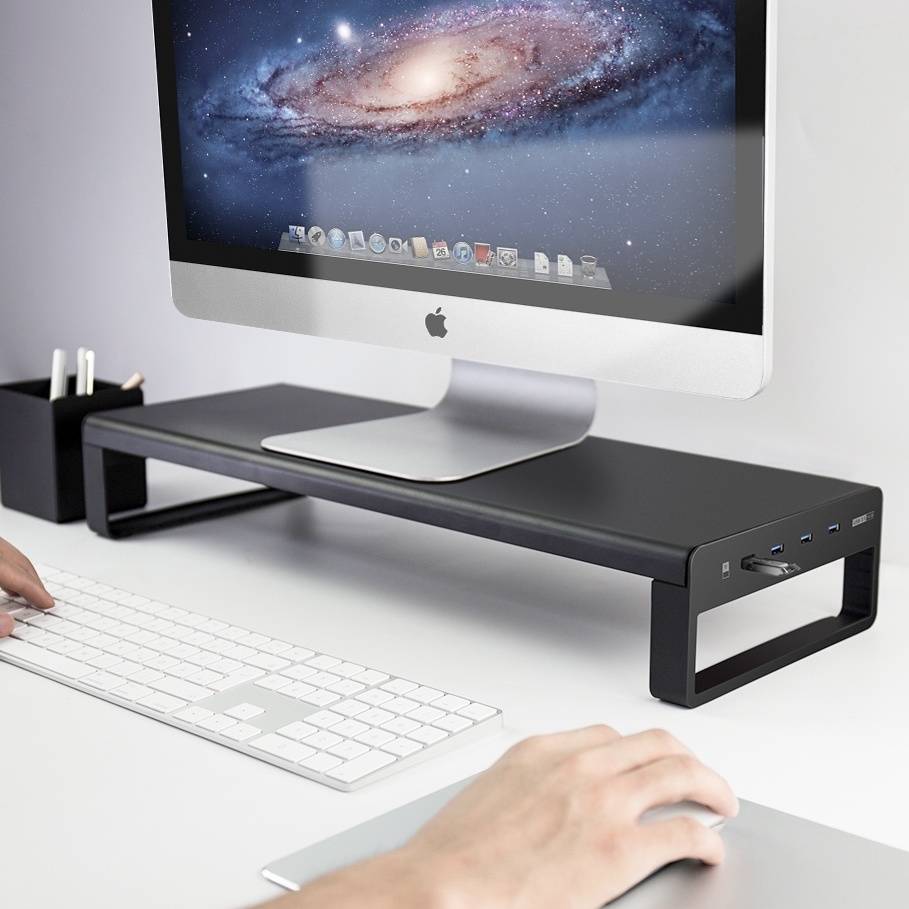 ZH006-B MONITOR STAND MEDIUM VERSION WITH 4 PORT USB 3.0 - BLACK | PC IMAGE