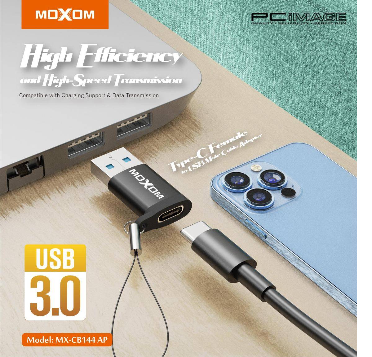 MOXOM MX-CB144 Type-C Female to USB 3.0 Male Convertor with Lanyard ...