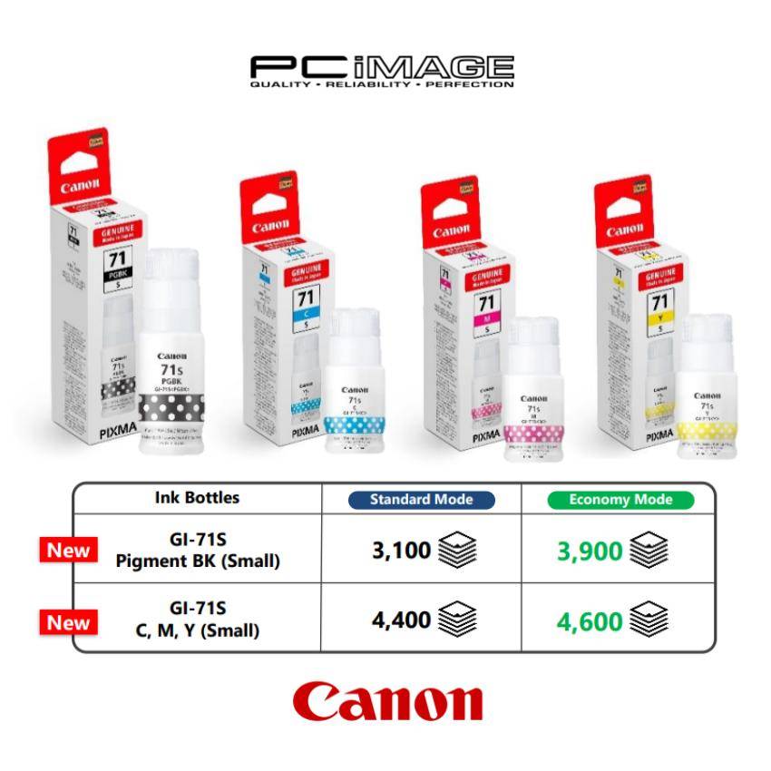 CANON GI-71S Low-Cost Ink Bottle 40ML ( Pigment Black / Cyan / Magenta ...
