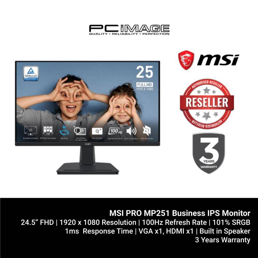 MSI PRO MP251 Professional Business Monitor 24.5" 1920X1080/1MS/100HZ ...