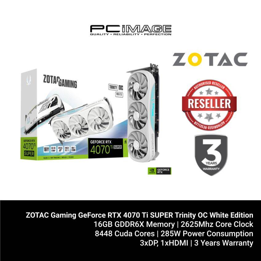 ZOTAC GAMING GEFORCE RTX 4070 TI SUPER TRINITY OC WHITE EDITION 16GB ...