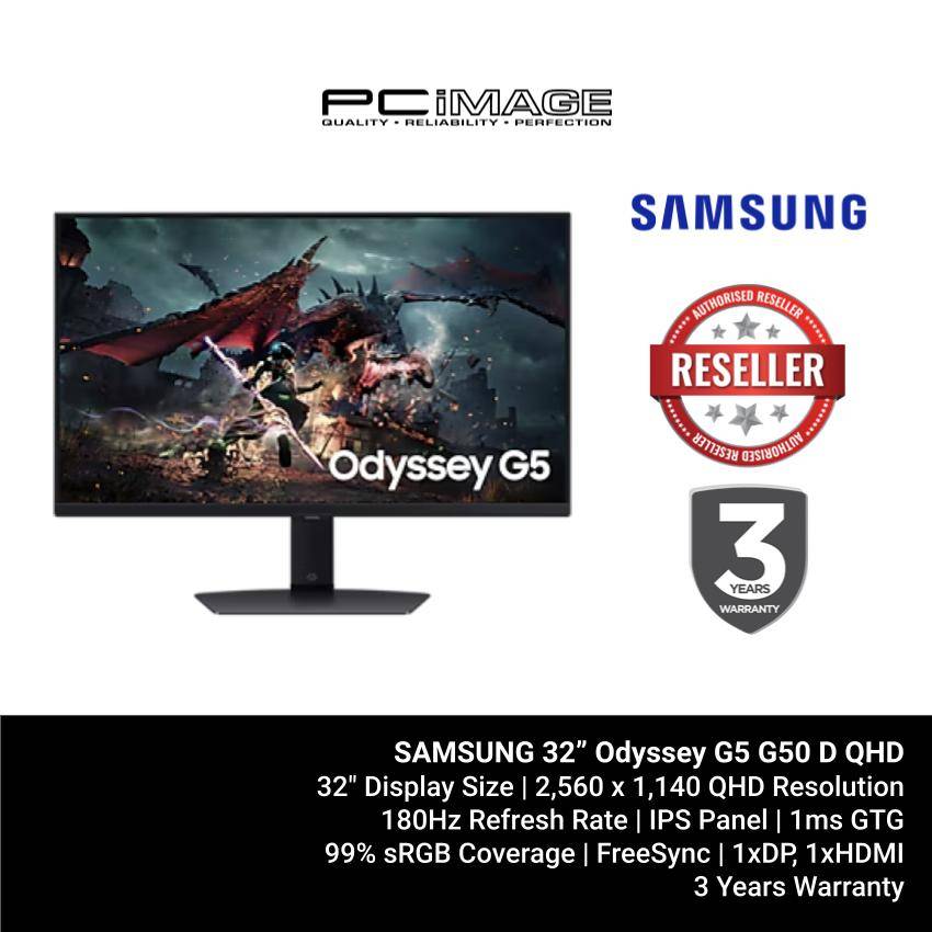 Samsung 27" / 32" Odyssey G5 G50D QHD 180Hz Gaming Monitor | PC Image