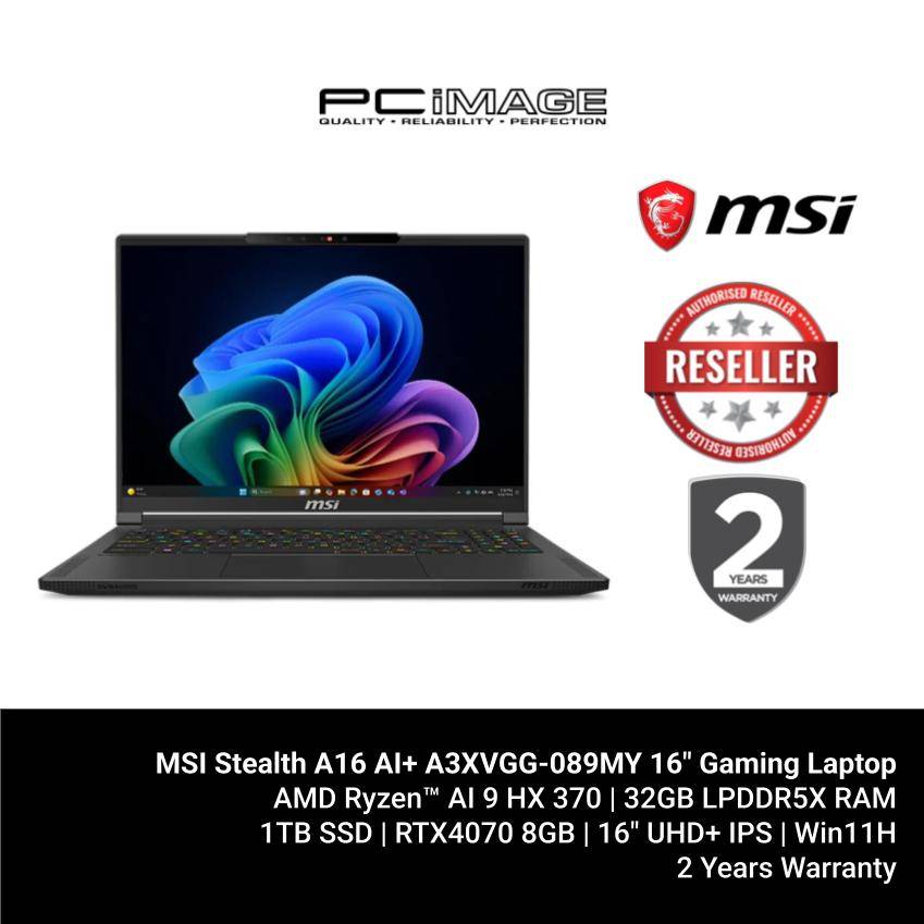 MSI Stealth A16 AI+ A3XVGG-089MY 16" Gaming Laptop Core Black (R9 370 ...