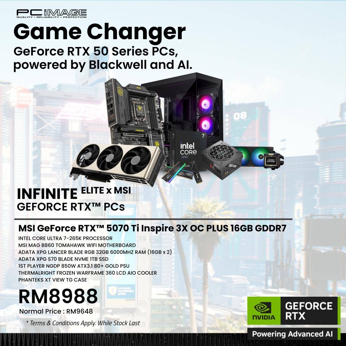 INFINITE ELITE X MSI GEFORCE RTX™ PCs - Intel Core Ultra 7-265K/ MSI GeForce RTX™ 5070 Ti ...