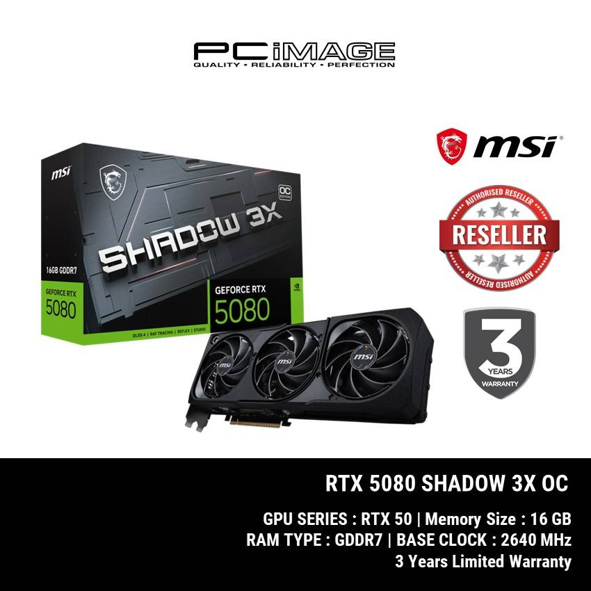 MSI GEFORCE RTX5080 SHADOW 3X OC EDITION 16GB GDDR7 GPU GRAPHIC CARD ...