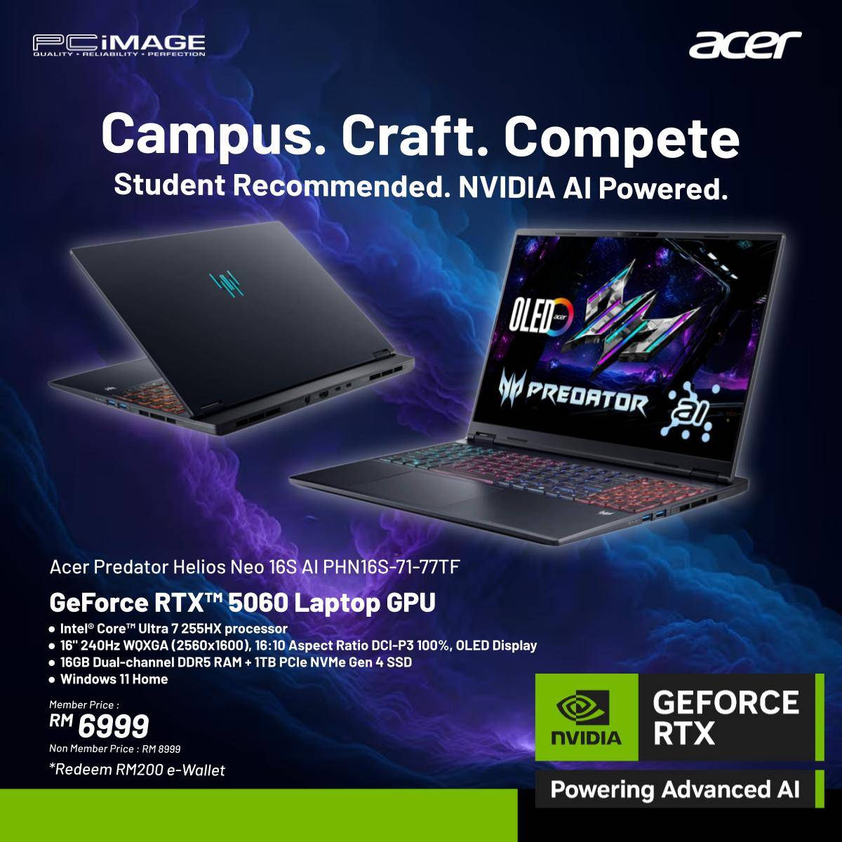 ACER Predator Helios NEO 16S AI PHN16S-71-77TF Gaming Laptop Black (U7 ...