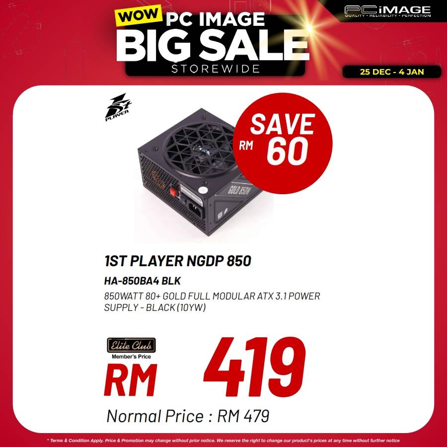 1ST PLAYER NGDP HA-850BA4 850W 80+ GOLD FULL MODULAR ATX3.1 POWER ...