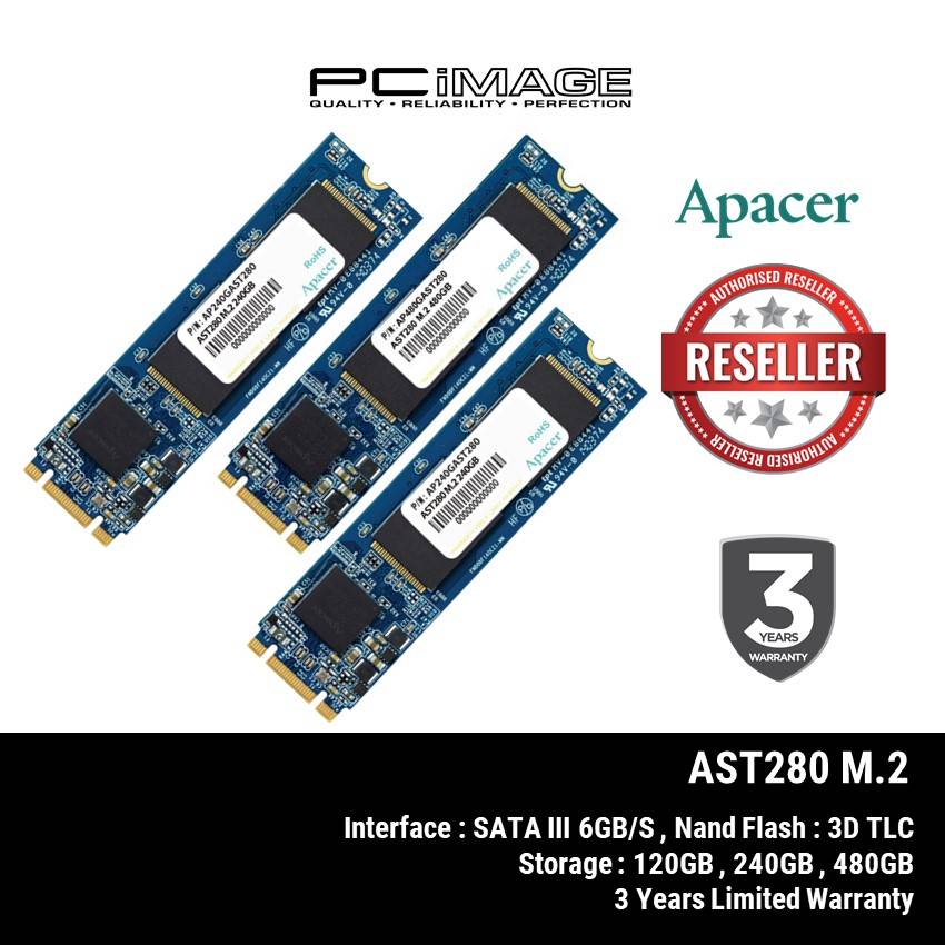 APACER AST280 SATAIII 6GB/S M.2 SSD / SOLID STATE DRIVE -120GB / 240GB ...