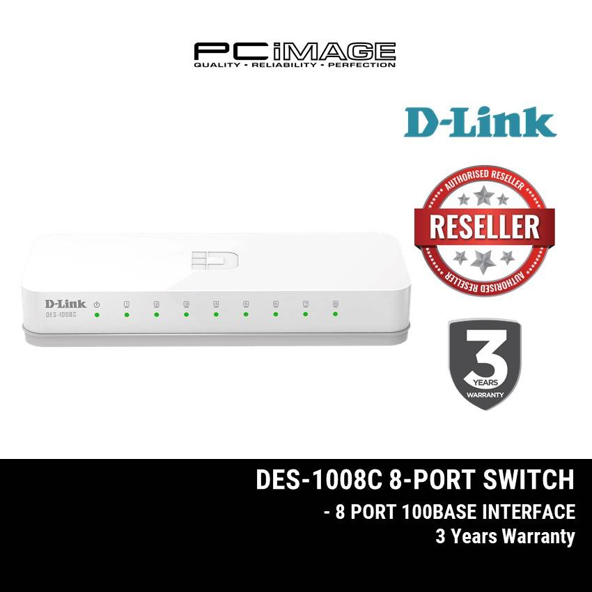 D-LINK DES-1008A / DES-1008C 8 PORT 10/100MBPS DESKTOP UNMANAGED SWITCH ...