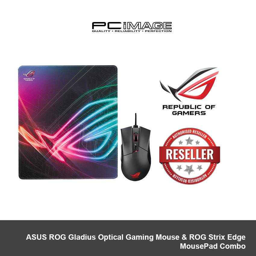 ASUS ROG Gladius Optical Gaming Mouse & ROG Strix Edge MousePad Combo ...
