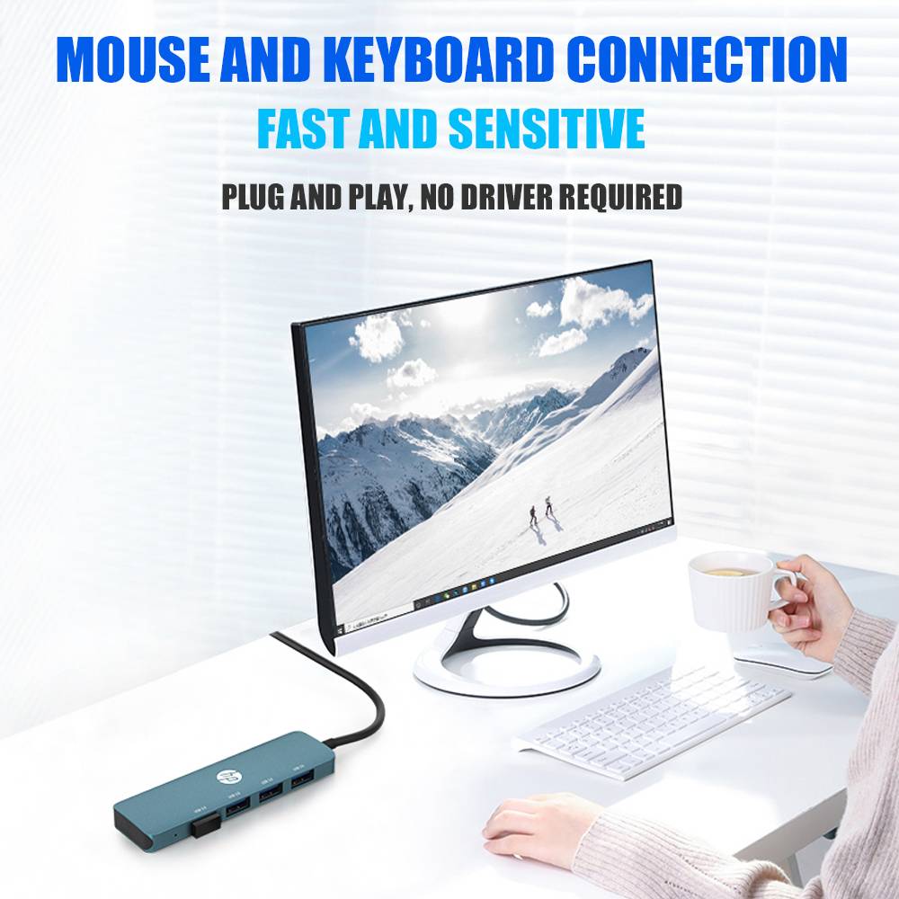 HP DHC-CT100 4 IN 1 USB 3.0 Adapter 4 Ports Portable Extension Data Hub ...