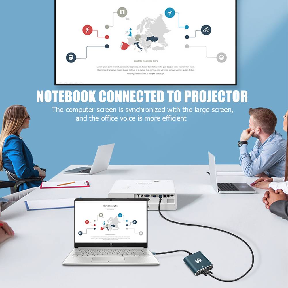 HP DHC-CT201 USB C Hub 2 IN 1 Type C to VGA Adapter 1080P Dock Station ...