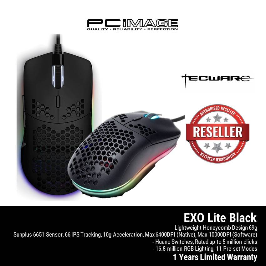 Tecware Exo Lite Plus Exo Lite Gaming Mouse Black White