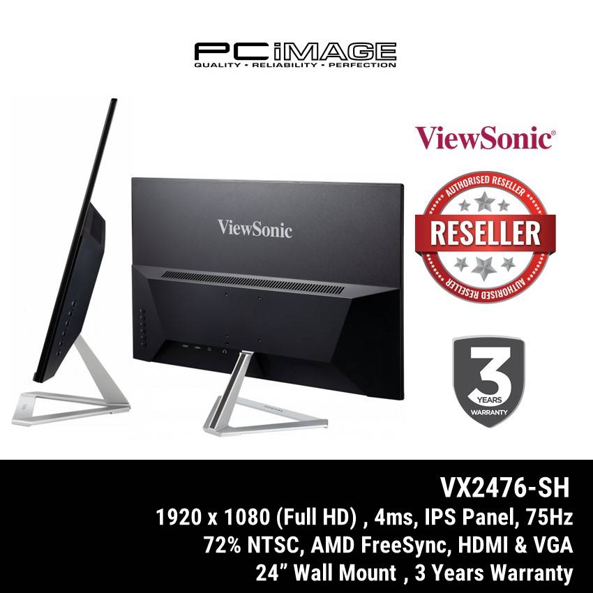 VIEWSONIC VX2476-SH 24" IPS Panel 75Hz 1920x1080 VGA HDMI Audio Out ...