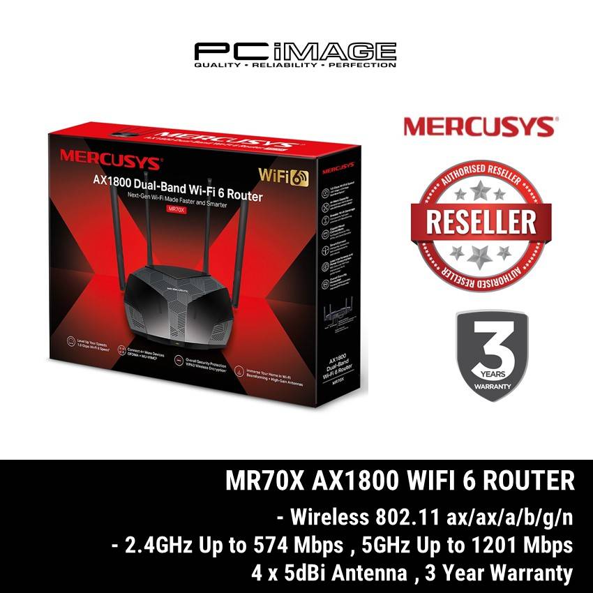 Mercusys (By TP-Link) MR70X AX1800 WiFi 6 Gigabit Wireless Router With ...