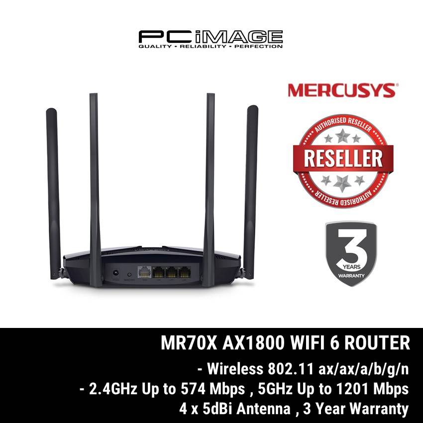 Mercusys (By TP-Link) MR70X AX1800 WiFi 6 Gigabit Wireless Router With ...