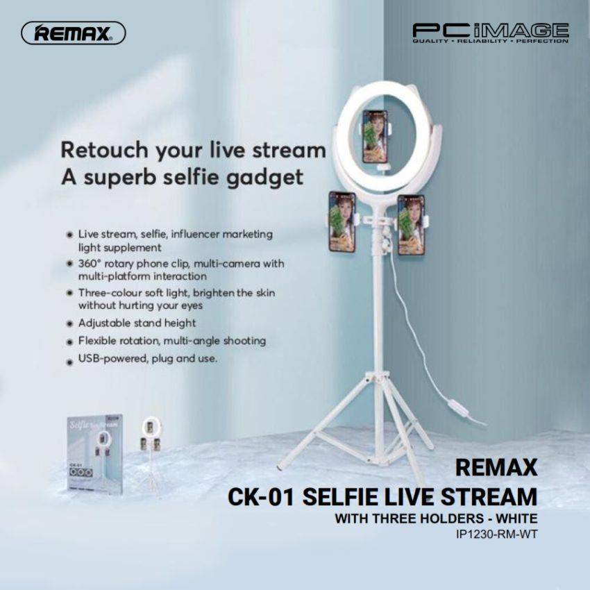 REMAX CK-01 Selfie Live Stream Three Holder - White | PC Image