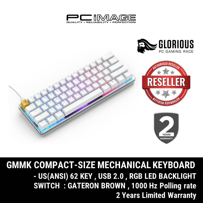 GLORIOUS GMMK COMPACT MECHANICAL GAMING KEYBOARD BROWN SWITCH - WHITE ...