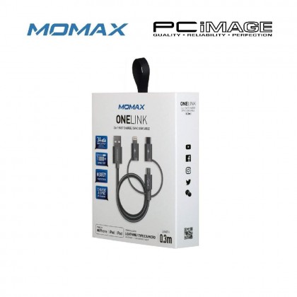 MOMAX DX1 ONE LINK 3 IN 1 LIGHTNING, MICRO USB & TYPE C CABLE 1M 3A ...