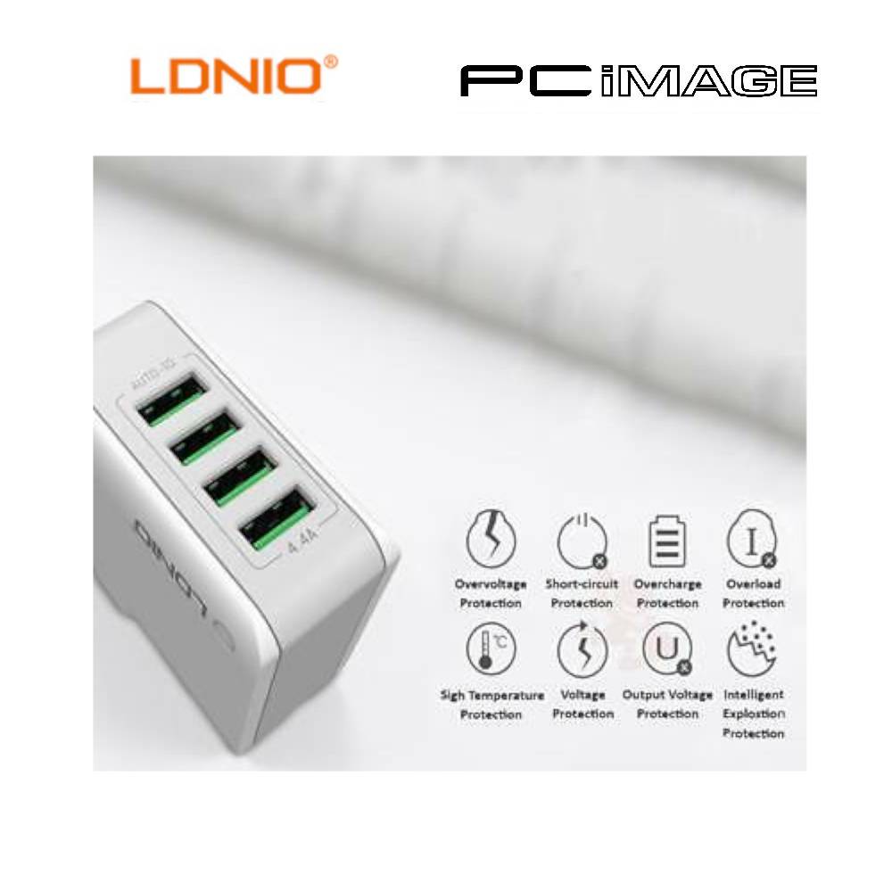 LDNIO A4403 4 USB PORT, 4.4A USB CHARGER | PC Image