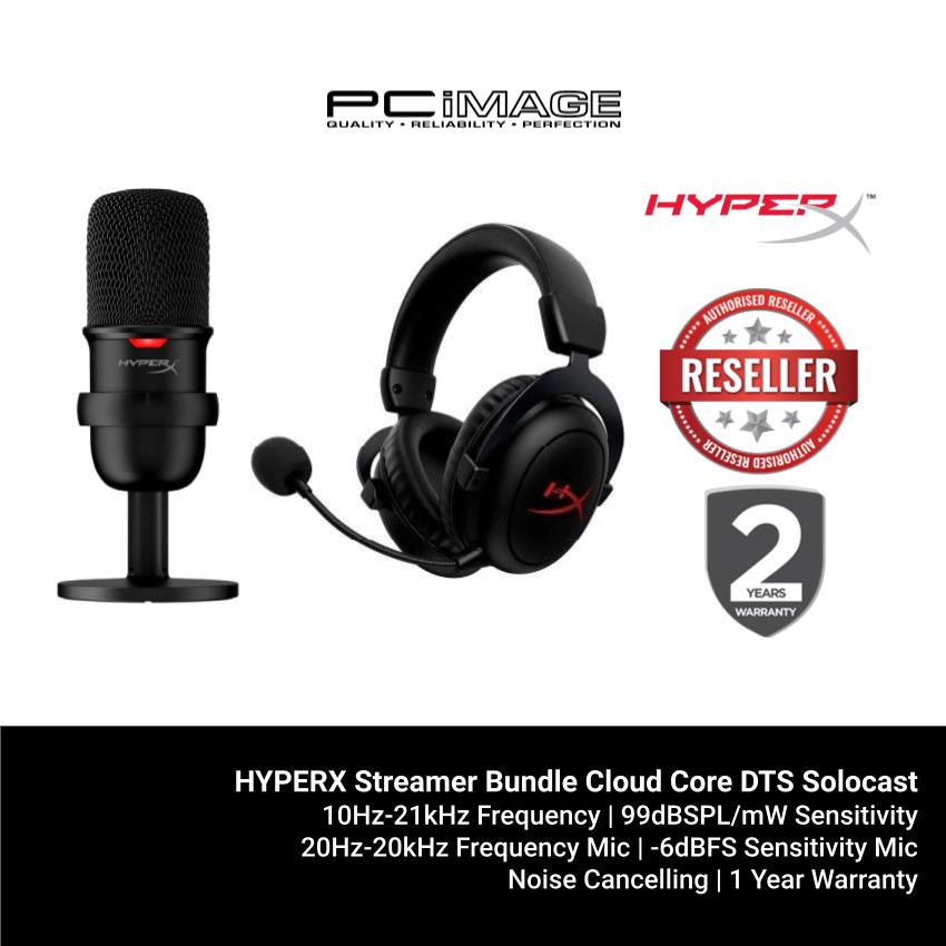 HYPERX Streamer Bundle Cloud Core DTS Headset with Solocast Microphone ...