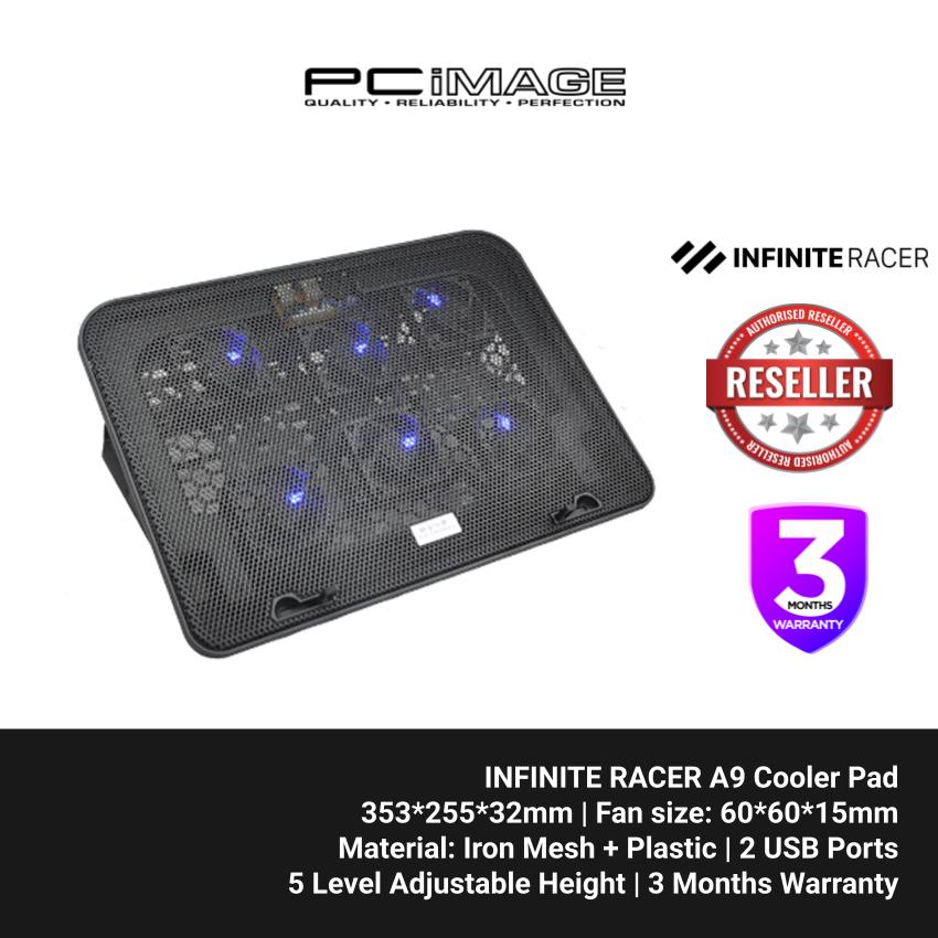 INFINITE RACER A9 6 FAN COOLERPAD WITH SPEED CONTROLLER/2USB/PLASTIC+IRONMESH/5 LEVEL HEIGHT/FOR ...