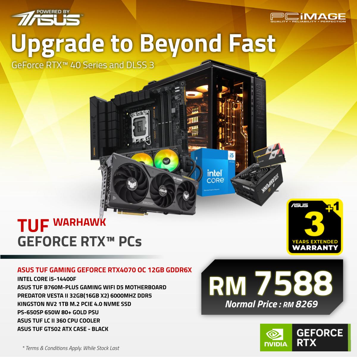 TUF WARHAWK (Powered by Asus) GAMING PC GEFORCE RTX™ 4070 OC/ Intel i5 ...