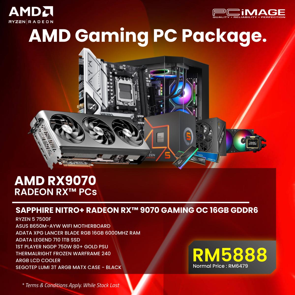 AMD RX9070 RADEON RTX™ PCs - Ryzen 5 7500F/ Sapphire Nitro+ Radeon RTX ...