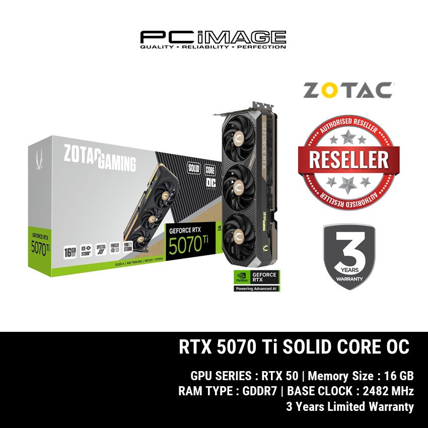 ZOTAC GAMING GEFORCE RTX5070TI SOLID CORE OC 16GB GDDR7 GPU GRAPHIC ...