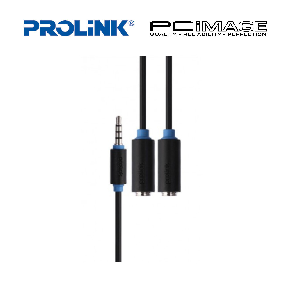 PROLINK BLACK AUDIO 0.3M CABLE 3.5MM PLUG WITH CONTROL TO 2X3.5MM ...