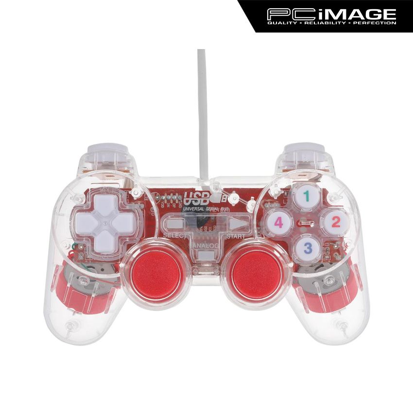 EW702 Single Transparent Gamepad 2 Meter Cable - Red | PC Image